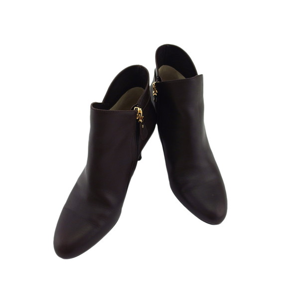 【BIGお買い物ラリー★30%OFFセール中】サルヴァトーレフェラガモ Salvatore Ferragamo ブーツショートブーツ ♯5C ゴールドプレート ブラウン レディース 中古