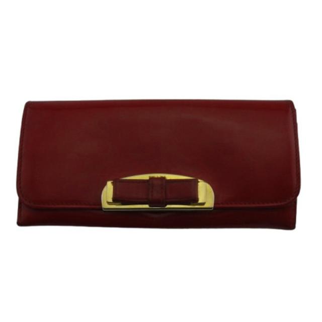 【BIGお買い物ラリー★30%OFFセール中】プラダ PRADA 長財布 ゴールド金具 レッド レディース 中古