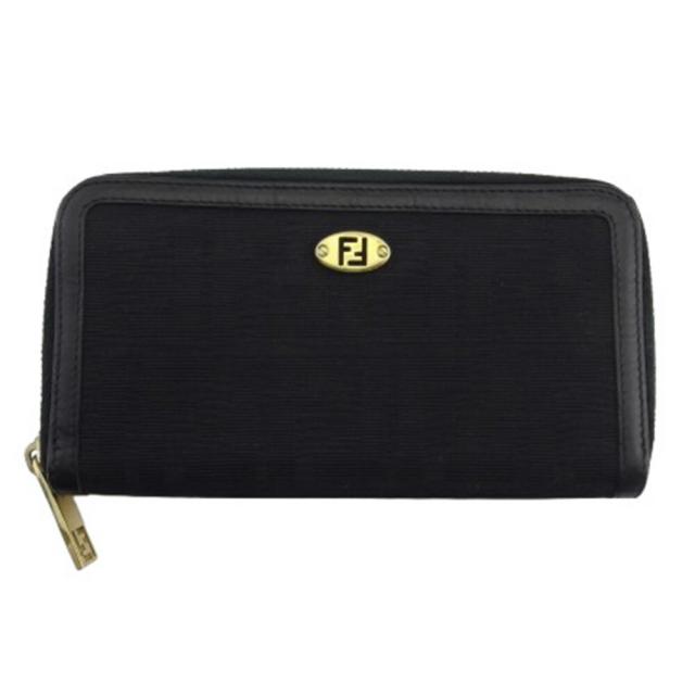 【X'masセール★30%OFF】フェンディ FENDI 長財布 ゴールド金具 ブラック レディース 中古