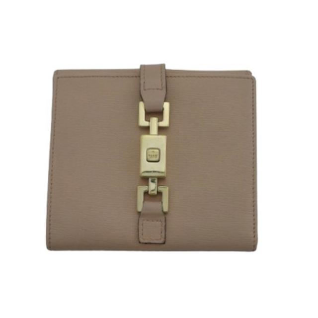 【X'masセール★30%OFF】グッチ GUCCI 二つ折り財布ジャッキー金具 ライトピンク×ゴールド レディース 中古