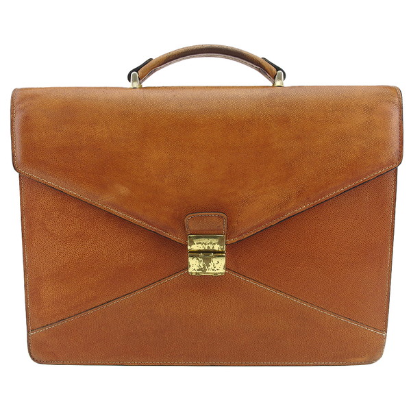 【BIGお買い物ラリー★30%OFFセール中】ランセル LANCEL ビジネスバッグ ブラウン×ゴールド レディース 中古