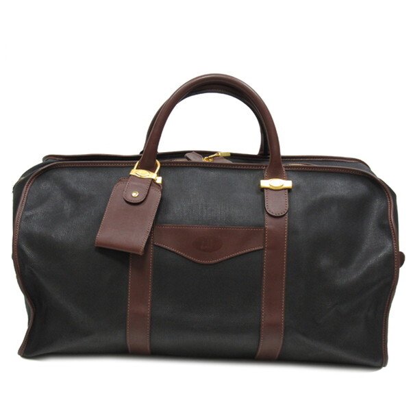 【X'masセール★30%OFF】ダンヒル Dunhill ボストンバッグヘリンボーン ブラック ブラウン レディース 中古