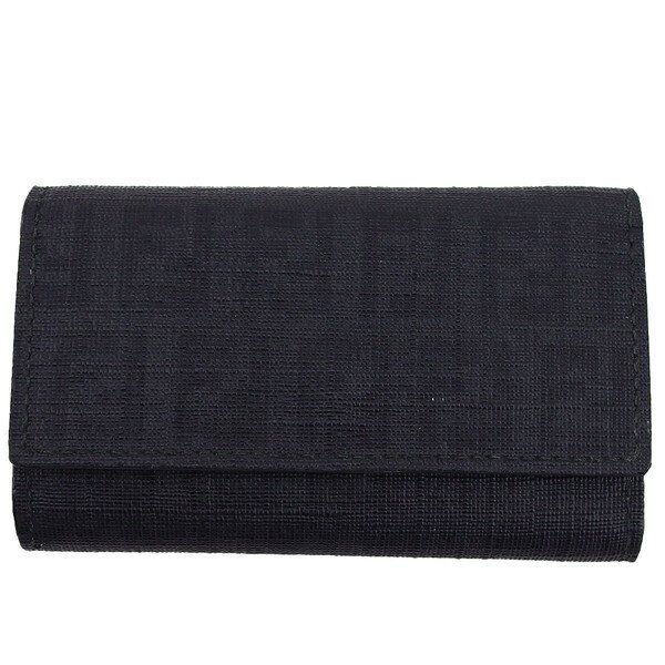 【X'masセール★30%OFF】フェンディ FENDI キーケースズッカ ブラックFF×ゴールド レディース 中古