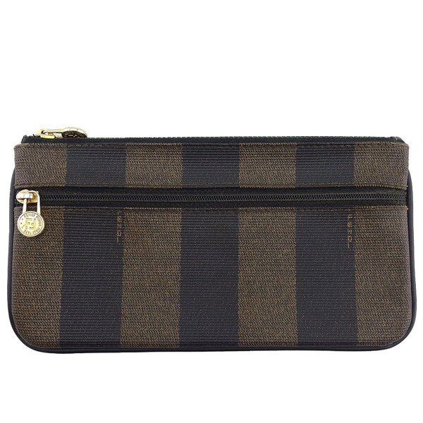 【X'masセール★30%OFF】フェンディ FENDI ポーチペカン ベージュ×ブラック×ゴールド レディース 中古