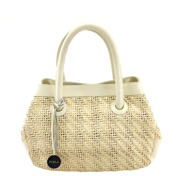 【BIGお買い物ラリー★30%OFFセール中】フルラ Furla ハンドバッグ アイボリー×ゴールド レディース 中古
