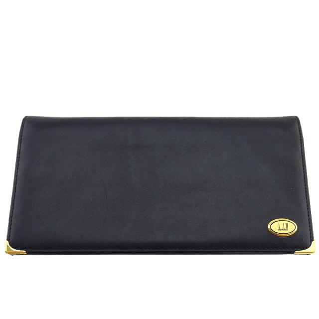 【BIGお買い物ラリー★30%OFFセール中】ダンヒル Dunhill 長財布 ブラック×ゴールド レディース 中古