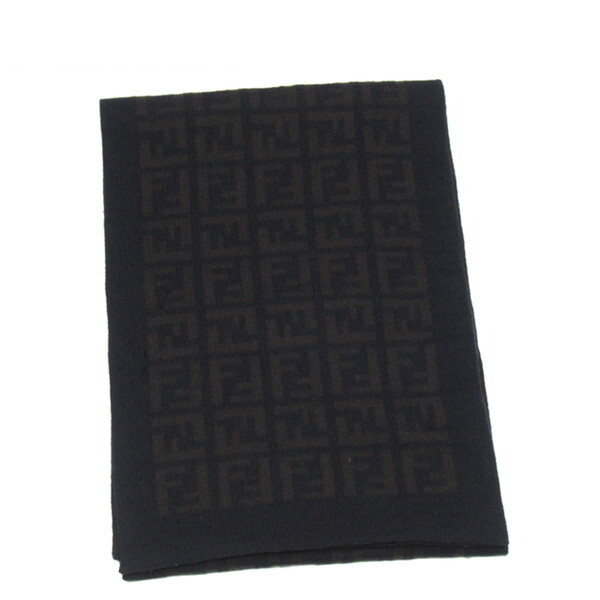 【X'masセール★30%OFF】フェンディ FENDI マフラーズッカ ブラック ブラウン レディース 中古