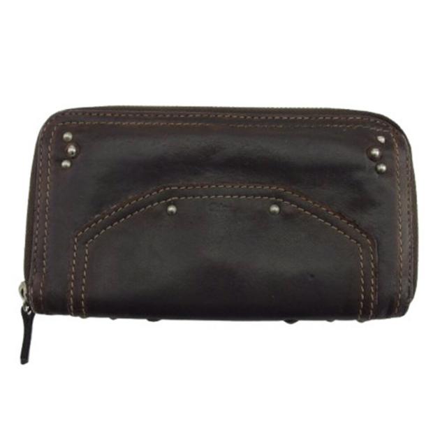【BIGお買い物ラリー★30%OFFセール中】クロエ Chloe 長財布ロゴ×スタッズ ダークブラウン×シルバー レディース 中古