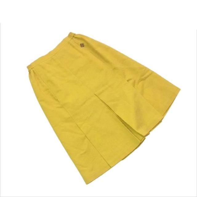 【BIGお買い物ラリー★30%OFFセール中】クリスチャンディオール Christian Dior スカートロゴモチーフ刺繍 サイズMフレアーシルエット イエロー レディース 中古