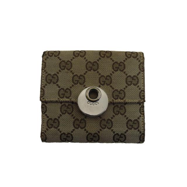【BIGお買い物ラリー★30%OFFセール中】グッチ GUCCI 二つ折り財布GG柄 エクリプス ブラウン×ベージュ レディース 中古