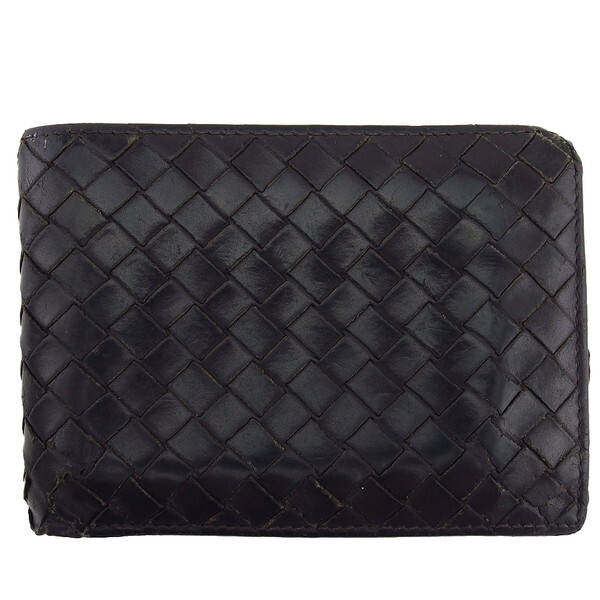 【X'masセール★30%OFF】ボッテガヴェネタ BOTTEGAVENETA 二つ折り財布イントレチャート ブラウン レディース 中古