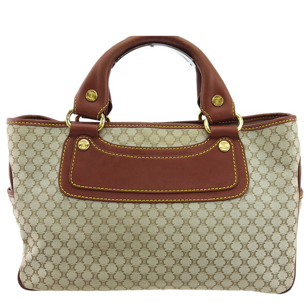 【BIGお買い物ラリー★30%OFFセール中】セリーヌ CELINE トートバッグマカダム ブギーバッグ ベージュ ライトブラウン レディース 中古