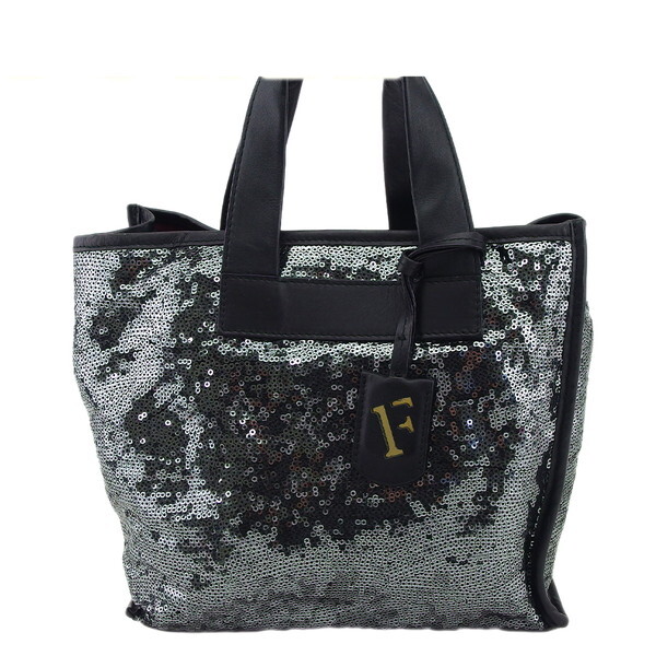 【BIGお買い物ラリー★30%OFFセール中】フルラ Furla ハンドバッグ ブラックスパンコール×ローズ レディース 中古