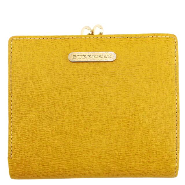 【BIGお買い物ラリー★30%OFFセール中】バーバリー BURBERRY 二つ折り財布ロゴプレート イエロー レディース 中古