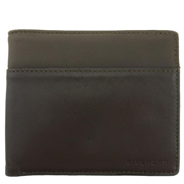 【BIGお買い物ラリー★30%OFFセール中】ジバンシィ GIVENCHY 札入れロゴ 異素材コンビ カーキ レディース 中古