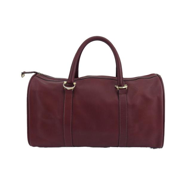 【BIGお買い物ラリー★30%OFFセール中】カルティエ CARTIER ボストンバッグマストライン ボルドー×ゴールド レディース 中古