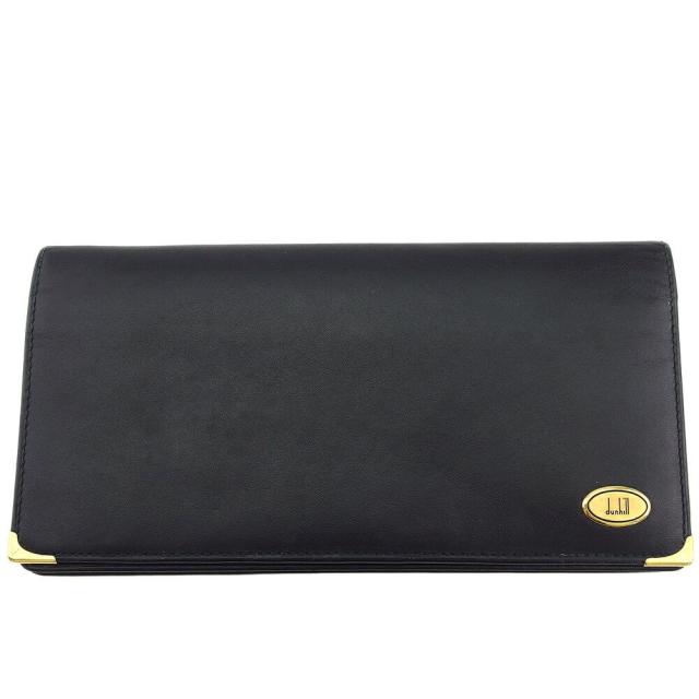 【BIGお買い物ラリー★30%OFFセール中】ダンヒル Dunhill 札入れ ブラック×ゴールド レディース 中古