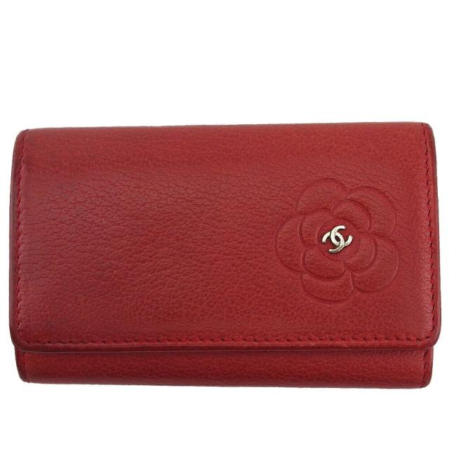 【BIGお買い物ラリー★30%OFFセール中】シャネル CHANEL キーケースカメリア バタフライカメリア レッド×シルバー レディース 中古
