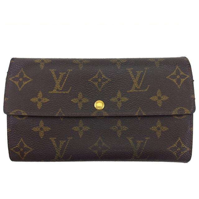 【BIGお買い物ラリー★30%OFFセール中】ルイ・ヴィトン LOUIS VUITTON 長財布モノグラム ポシェット・ポルト・モネ・クレディ ダークブラウン×ベージュ レディース 中古