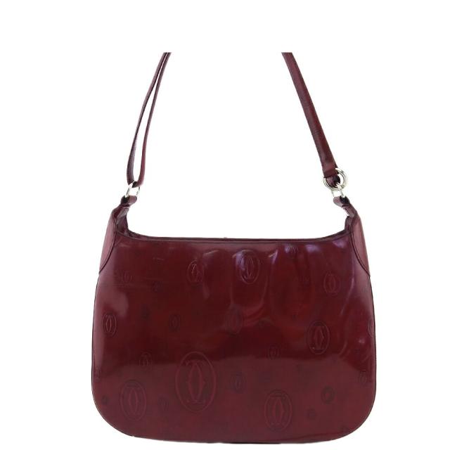 【X'masセール★30%OFF】カルティエ CARTIER ショルダーバッグ ハッピーバースデー ボルドー×シルバー レディース 中古