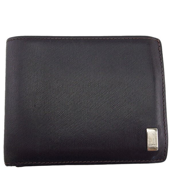 【BIGお買い物ラリー★30%OFFセール中】ダンヒル Dunhill 二つ折り財布サイドカー ロゴプレート ブラウン レディース 中古