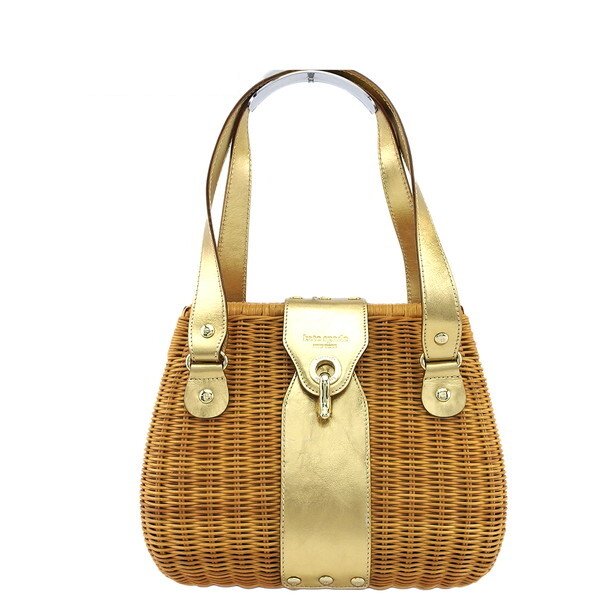 【BIGお買い物ラリー★30%OFFセール中】ケイトスペード Kate Spade ハンドバッグロゴ 内側花柄 ベージュ ゴールド レディース 中古