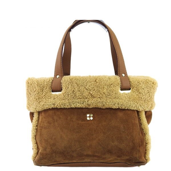 【X'masセール★30%OFF】ケイトスペード Kate Spade トートバッグムートン ノエルマーク ブラウン ベージュ レディース 中古