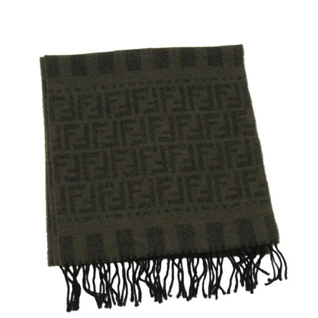【BIGお買い物ラリー★30%OFFセール中】フェンディ FENDI マフラーズッカ ペカン カーキ ブラック レディース 中古