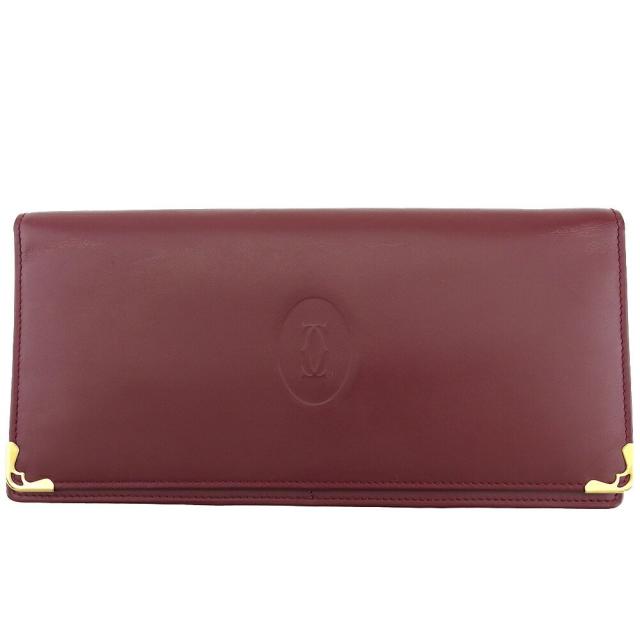 【BIGお買い物ラリー★30%OFFセール中】カルティエ CARTIER 長財布 マストライン ボルドー×ゴールド レディース 中古