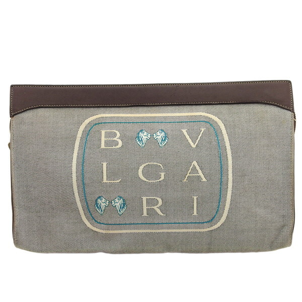 【BIGお買い物ラリー★30%OFFセール中】ブルガリ BVLGARI クラッチバッグレオーニ ベージュ ブラウン ブルー レディース 中古