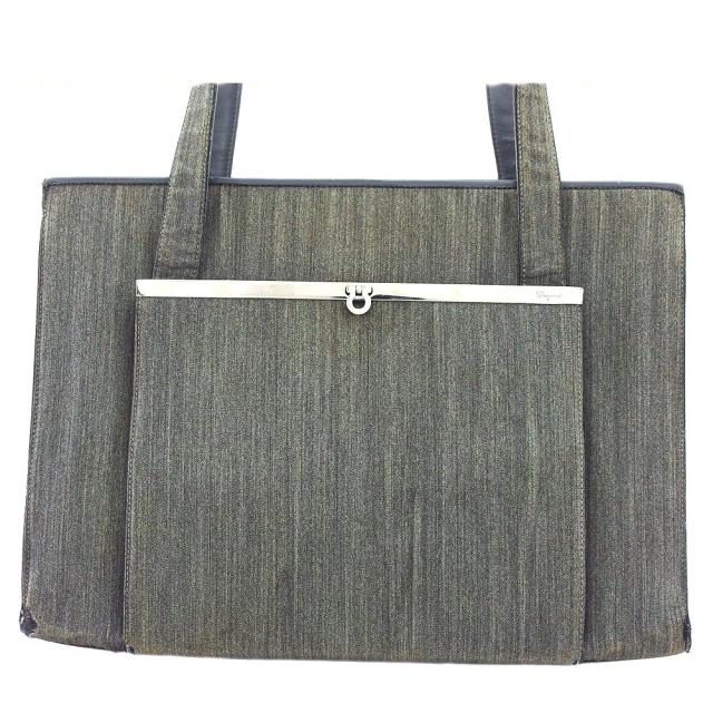 【BIGお買い物ラリー★30%OFFセール中】サルヴァトーレフェラガモ Salvatore Ferragamo ショルダーバッグガンチーニ グレー×ブラック×シルバー レディース 中古