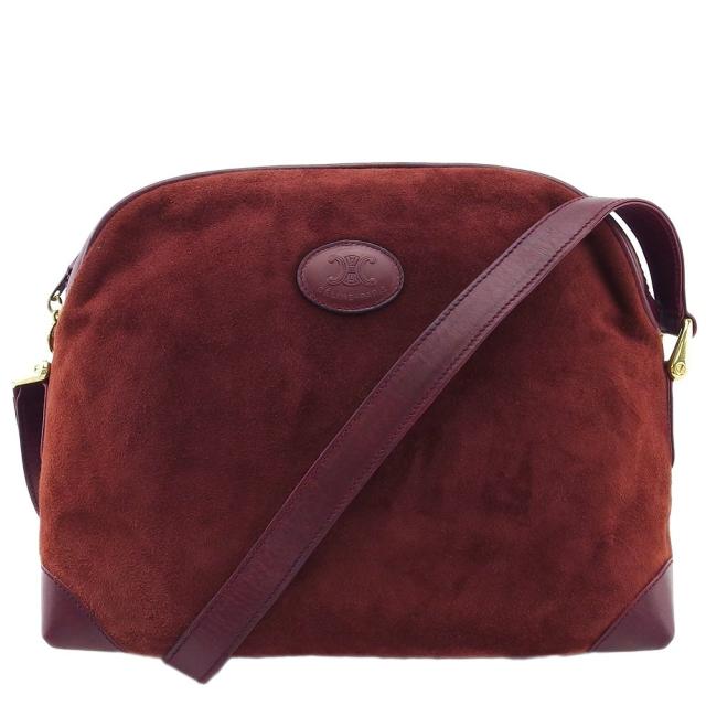 【X'masセール★30%OFF】セリーヌ CELINE ショルダーバッグトリオンフ ボルドー×ゴールド レディース 中古