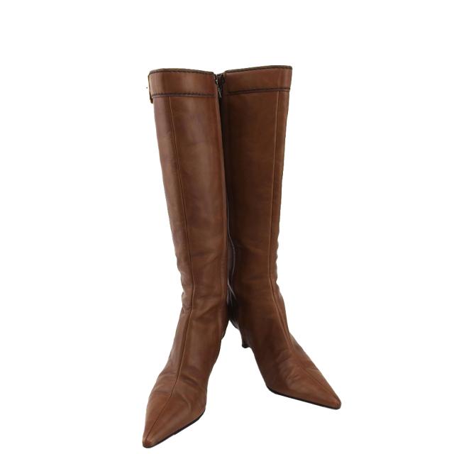 【BIGお買い物ラリー★30%OFFセール中】プラダ PRADA ブーツ ブラウン×ゴールド レディース 中古