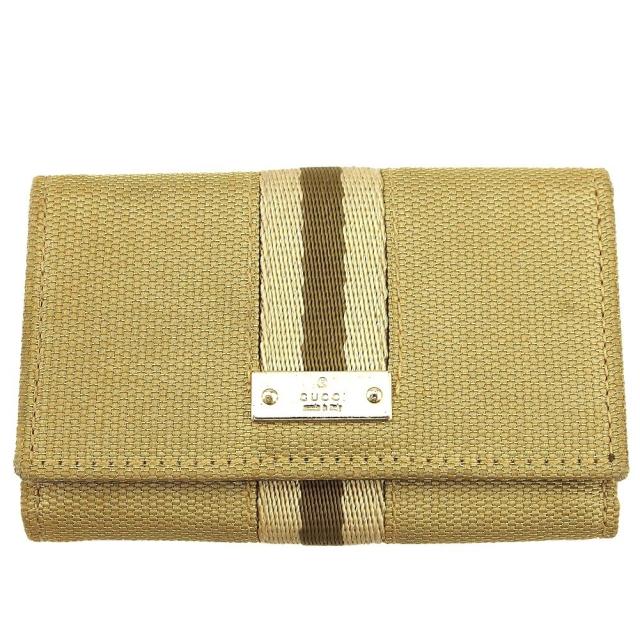 【X'masセール★30%OFF】グッチ GUCCI キーケースシェリー ゴールド×ベージュ×カーキ レディース 中古