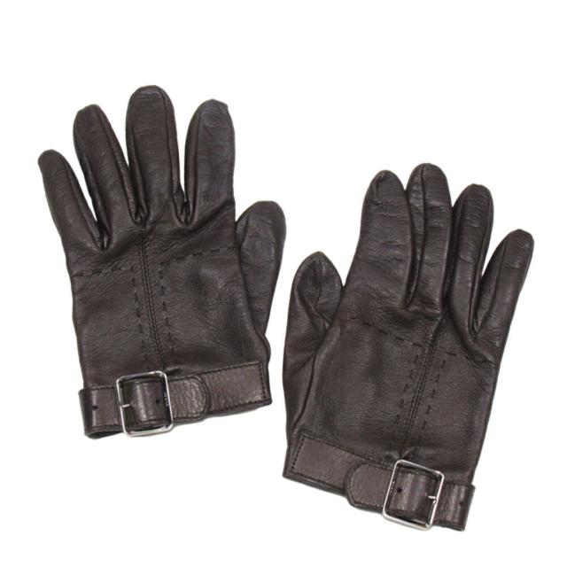 【BIGお買い物ラリー★30%OFFセール中】グッチ GUCCI 手袋ベルトデザイン ♯8サイズ ブラウン シルエット レディース 中古