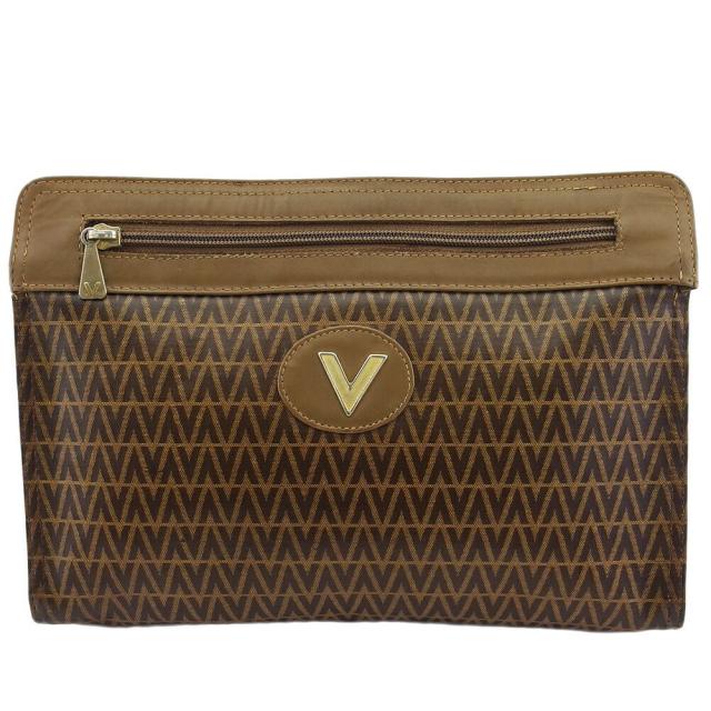 【BIGお買い物ラリー★30%OFFセール中】マリオ・ヴァレンティノ MARIO VALENTINO クラッチバッグVマーク ベージュ ブラウン メンズ 中古