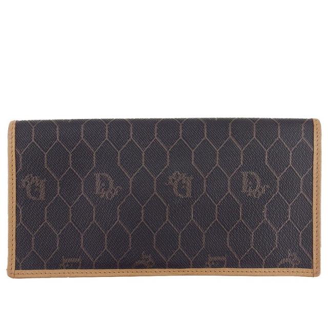【BIGお買い物ラリー★30%OFFセール中】クリスチャンディオール Christian Dior 札入れハニカム ブラウン×ベージュ レディース 中古