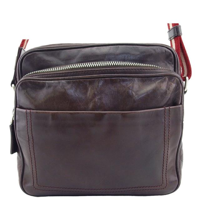 【X'masセール★30%OFF】バリー BALLY ショルダーバッグ トレインスポッティング ブラウン×レッド×ホワイト レディース 中古