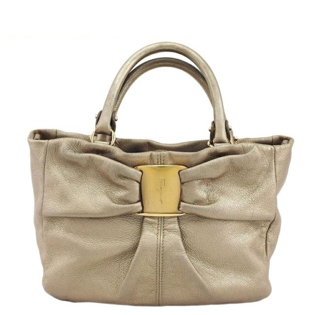 【X'masセール★30%OFF】サルヴァトーレフェラガモ Salvatore Ferragamo ハンドバッグヴァラ ゴールド レディース 中古