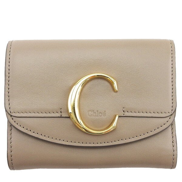 【BIGお買い物ラリー★30%OFFセール中】クロエ Chloe 二つ折り財布クロエC クロエシー ベージュ レディース 中古