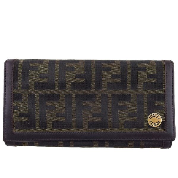 【X'masセール★30%OFF】フェンディ FENDI 長財布ズッカ ブラック ベージュ ブラウン レディース 中古