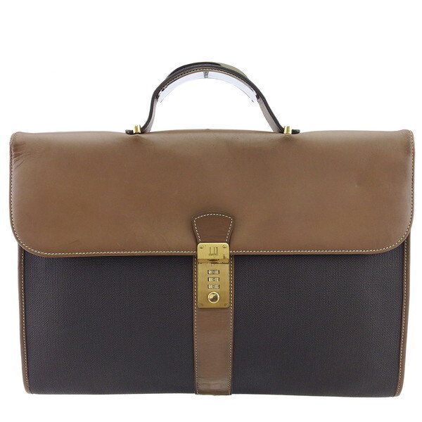 【BIGお買い物ラリー★30%OFFセール中】ダンヒル Dunhill ビジネスバッグヘリンボーン グレー 灰色 ブラウン レディース 中古