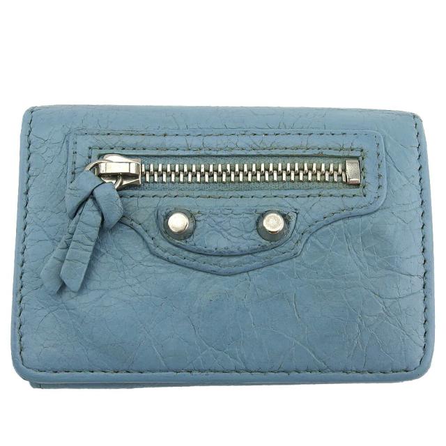 【BIGお買い物ラリー★30%OFFセール中】バレンシアガ BALENCIAGA 三つ折り財布 ライトブルー レディース 中古