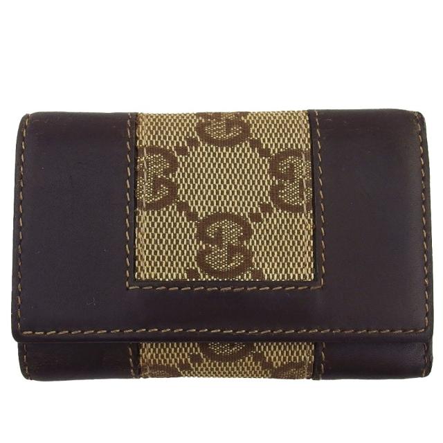 【BIGお買い物ラリー★30%OFFセール中】グッチ GUCCI キーケースGG柄 ベージュ×ブラウン×シルバー レディース 中古