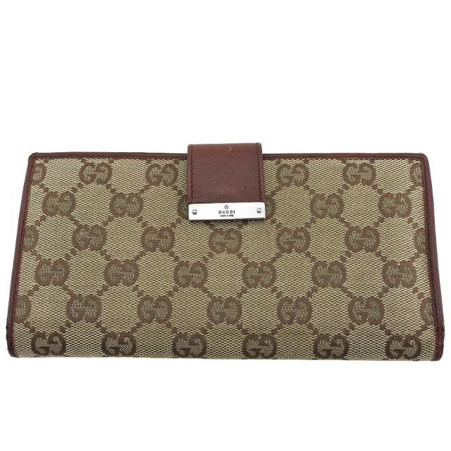【X'masセール★30%OFF】グッチ GUCCI 二つ折り財布GG柄 ベージュ×ブラウン レディース 中古