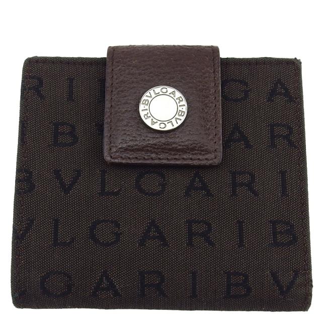 【BIGお買い物ラリー★30%OFFセール中】ブルガリ BVLGARI 二つ折り財布ロゴマニア ダークブラウン×シルバー×オレンジ レディース 中古