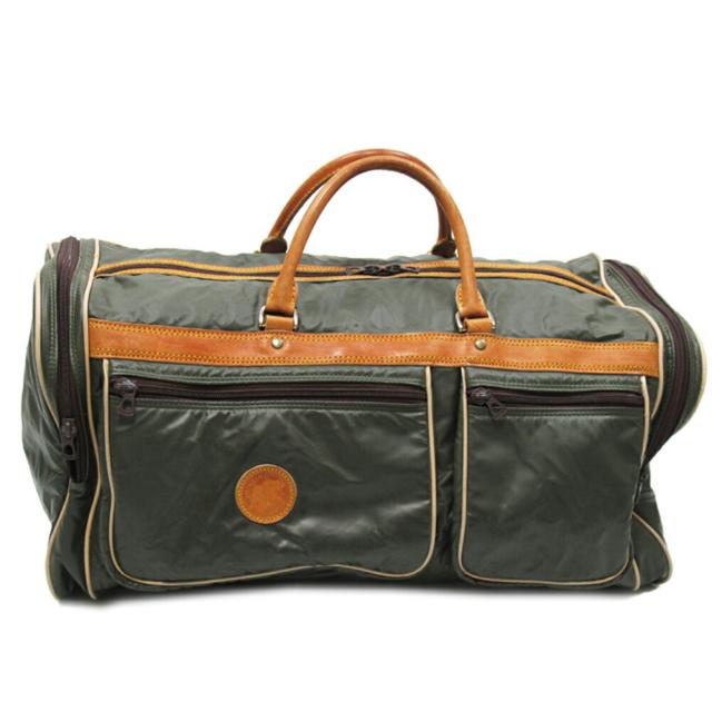 【BIGお買い物ラリー★30%OFFセール中】ハンティングワールド HUNTING WORLD ボストンバッグバチューサーパス カーキ ベージュ ゴールド レディース 中古