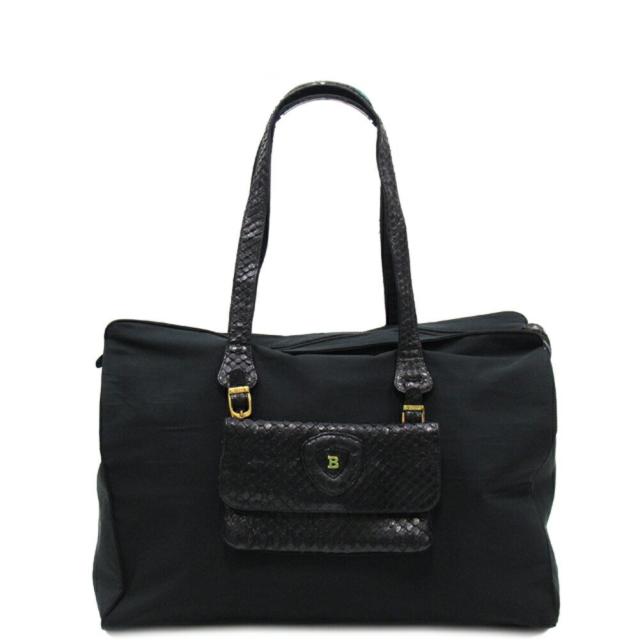 【X'masセール★30%OFF】バリー BALLY トートバッグBマーク ポシェット付き ブラック ゴールド レディース 中古