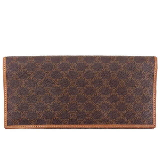 【BIGお買い物ラリー★30%OFFセール中】セリーヌ CELINE 長財布マカダム ダークブラウン×ブラウン レディース 中古
