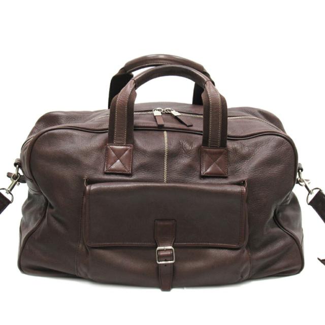 【BIGお買い物ラリー★30%OFFセール中】バーバリー BURBERRY ボストンバッグステッチ 2WAYショルダー ブラウン シルバー レディース 中古